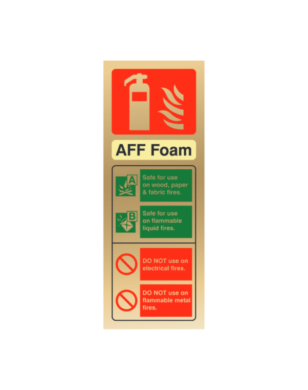 AFF Foam ID Sign Contempo Polished Gold Finish • Fireology