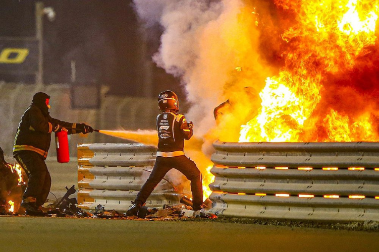 Famous Fires in Sport - Grosjean 2020 Bahrain Grand Prix • Fireology
